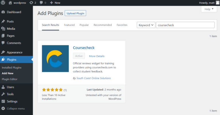 Coursecheck Plugin Demo